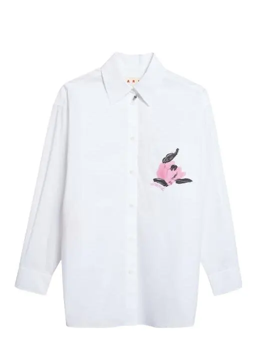Marni Floral Print Cotton Button-up Shirt - 00w01 Lily White