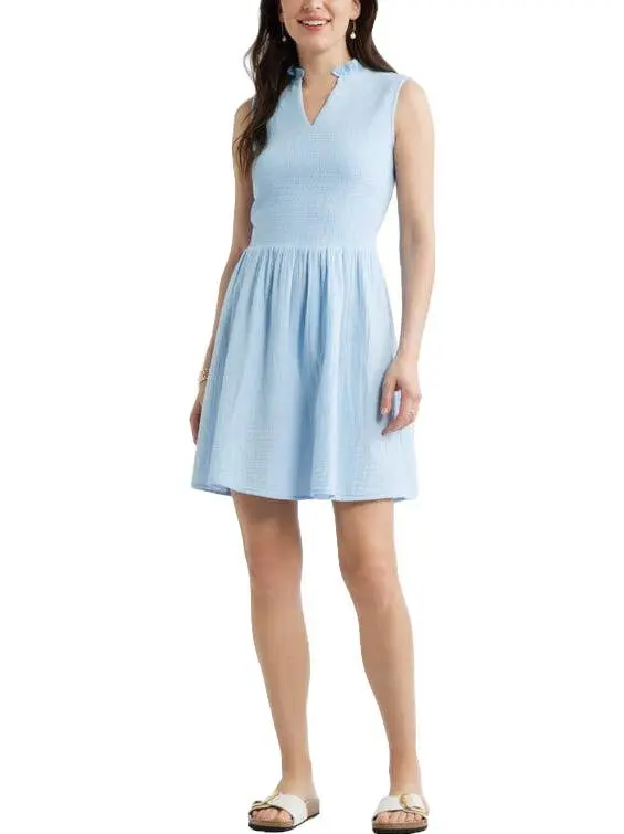 Caslon Smocked Gauze Minidress - Blue Windsurfer