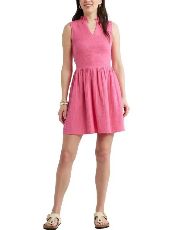 Caslon Smocked Gauze Minidress - Pink Shock