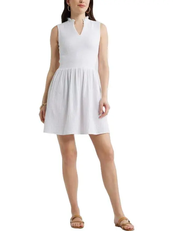 Caslon Smocked Gauze Minidress - White
