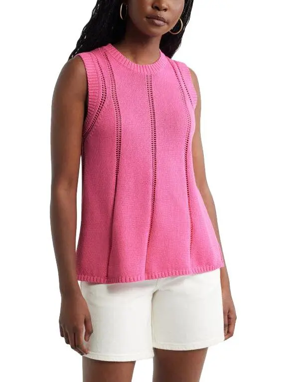 Caslon Open Stitch Sleeveless Sweater - Pink Shock