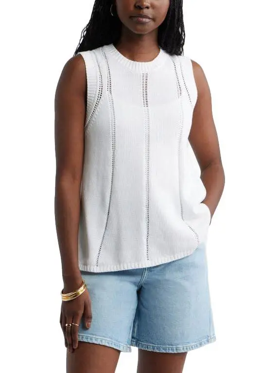 Caslon Open Stitch Sleeveless Sweater - White