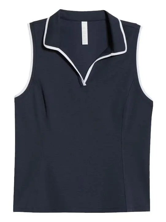 Zella Pace Piqué Knit Polo Tank - Navy Sapphire