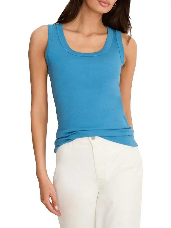 NIC+ZOE Ribbed Scoop Neck Tank - Blue Chill