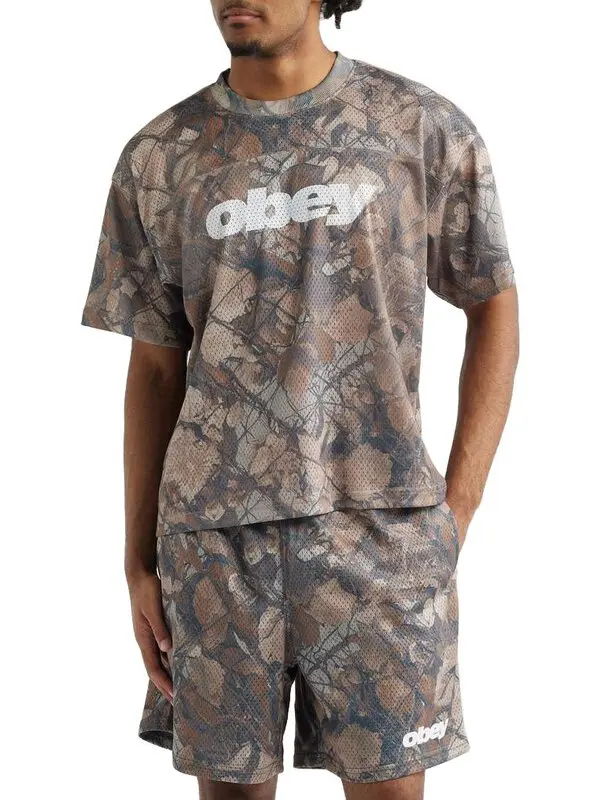 Obey Logo Camouflage Mesh Jersey - Fence Camo