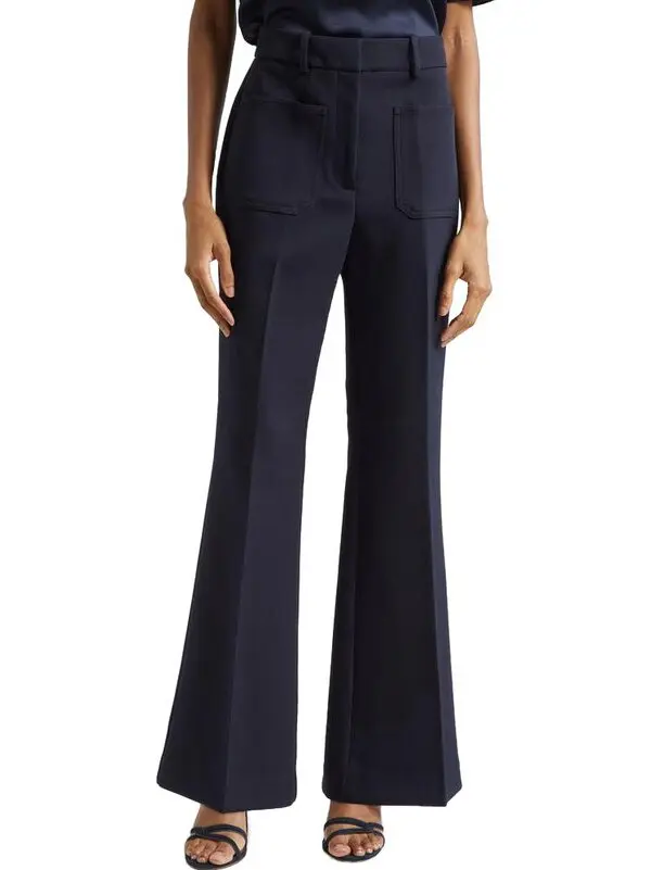 REISS Priya Flared Pants - Navy