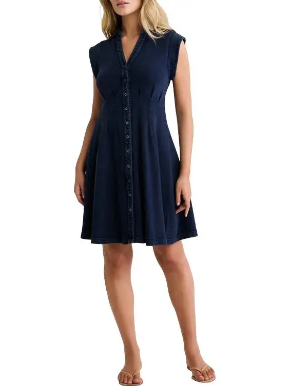 NZ BY NIC AND ZOE Rory French Terry Shirtdress - Dark Indigo