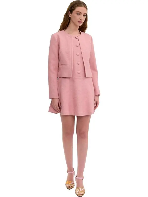 Rebecca Taylor Margot Cropped Tweed Jacket - Vintage Rose