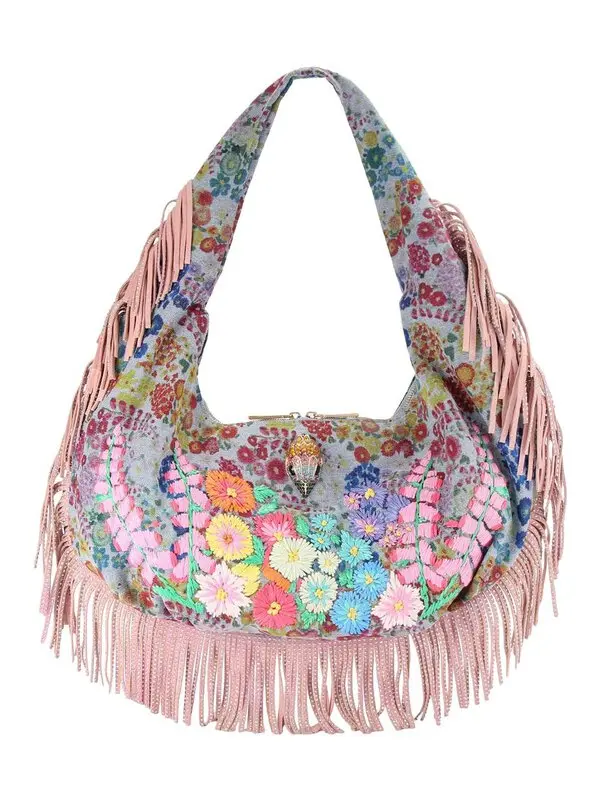 Kurt Geiger Large Shoreditch Hobo Bag With Fringe - Blue/pal C