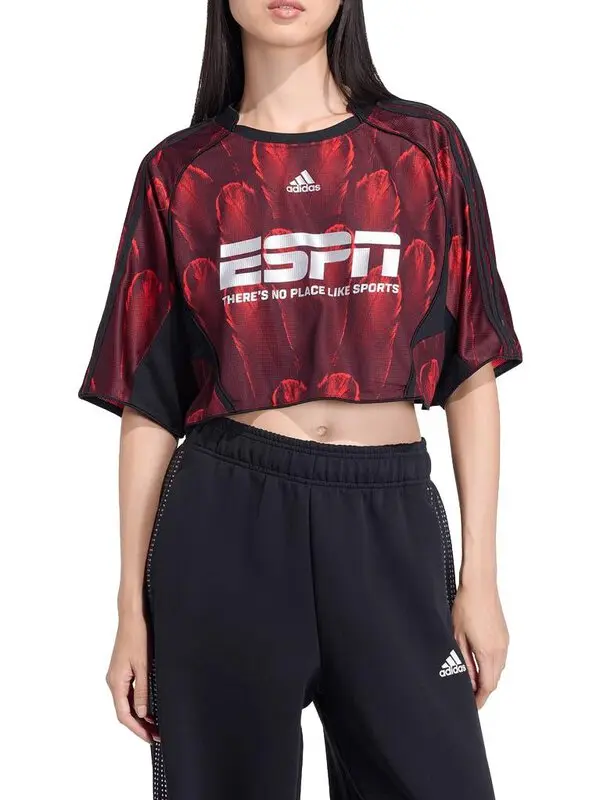 ADIDAS ORIGINALS F50 Print Crop Jersey - Red/black/