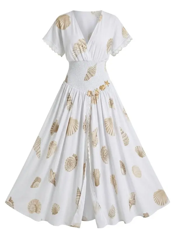GLAM ON YOU Galene Dress Lux - White/brown