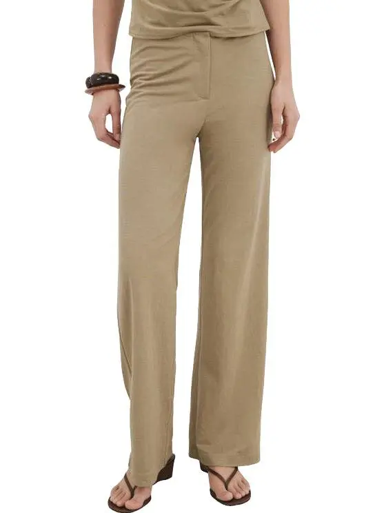 Mango Straight Leg Pants - Medium Brown