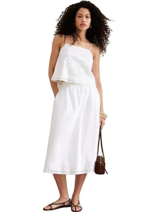 OPEN EDIT Embroidered Poplin Cami - White