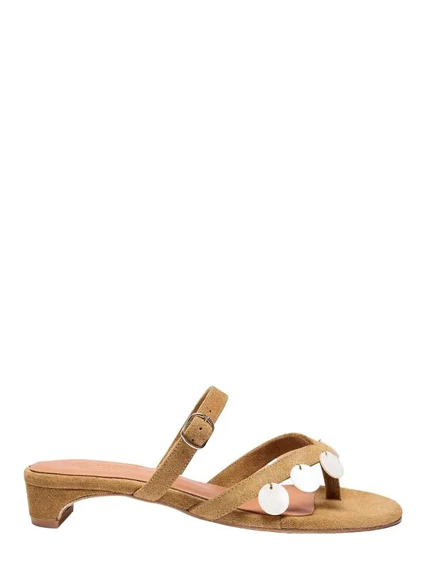 NAGUISA Noya Camel Suede Sandals With Mother-of-pearl Embellishments - Brown