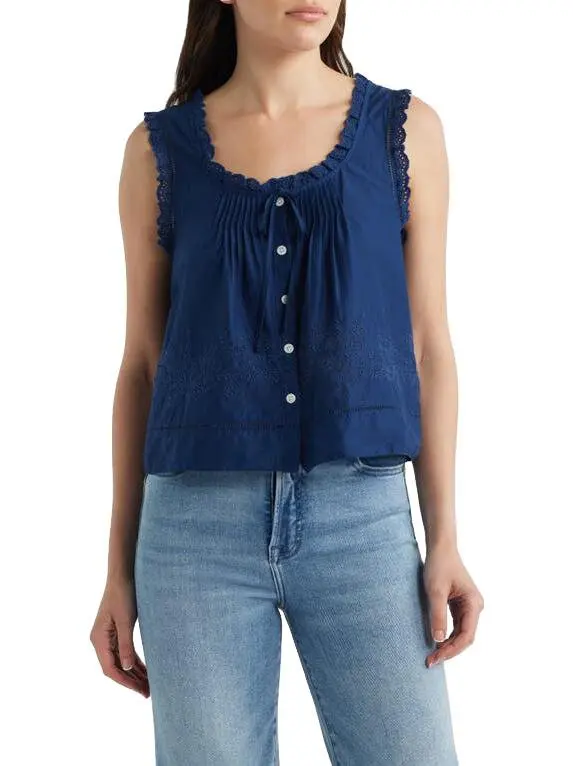 Madewell Embroidered Leah Top - Classic Indigo