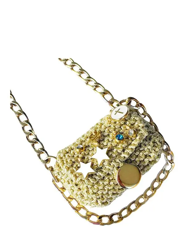 HILO DE MAR Hand-knitted Micro Bag With Embellishments - Gold