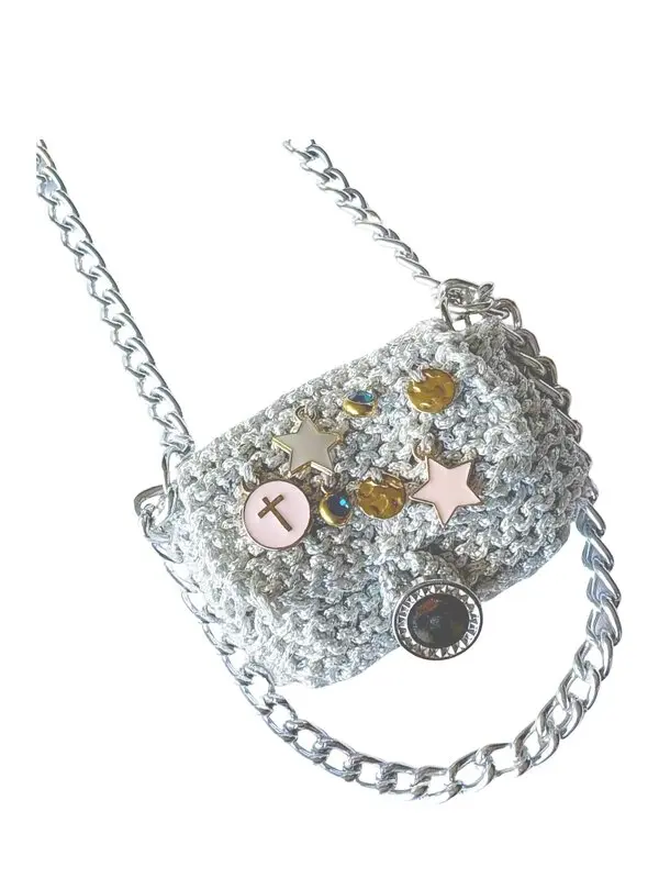 HILO DE MAR Hand-knitted Micro Bag With Embellishments - Silver