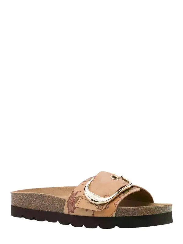 ALVIERO MARTINI 1° CLASSE Geo Map Buckle-fastening Sandals - Neutrals