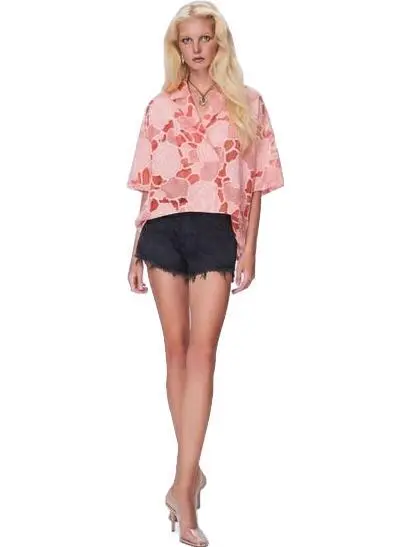 THEO THE LABEL Ourania Oversized Draped Shirt - Aurora Peach