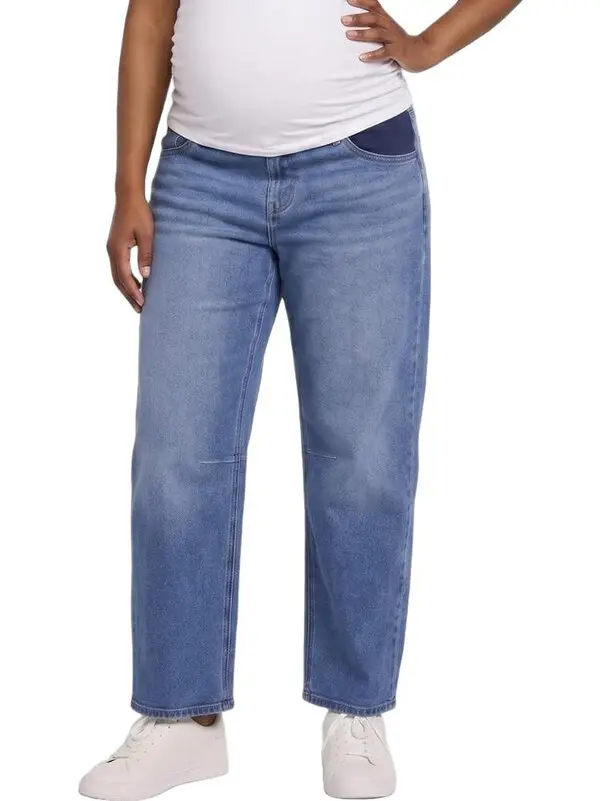 Motherhood Maternity Under The Belly Dart Barrel Leg Jean - Feliz Medium Wash