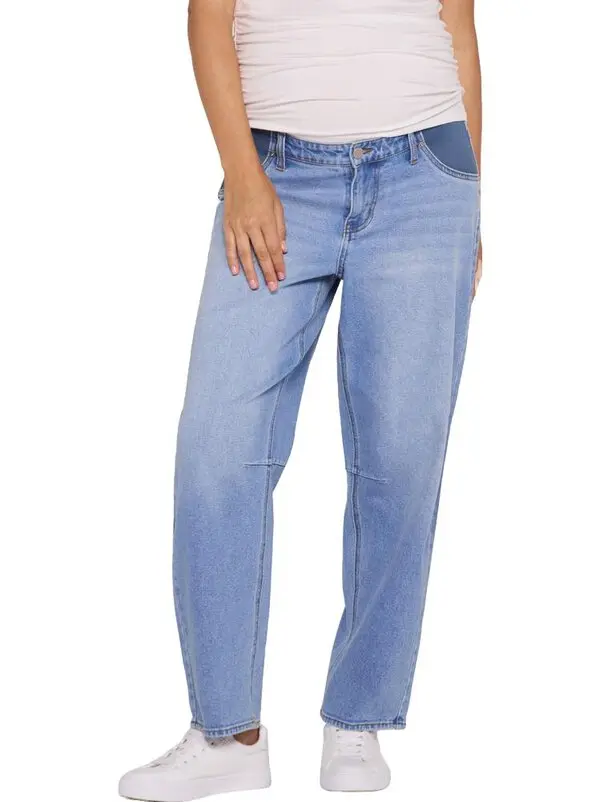 Motherhood Maternity Under The Belly Dart Barrel Leg Jean - Silver Wash