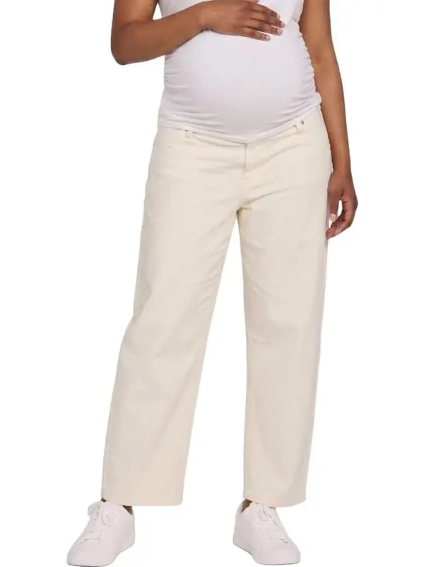 Motherhood Maternity Under The Belly Dart Barrel Leg Jean - Vintage White Wash