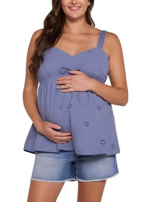 Motherhood Maternity Sweetheart Neckline Scrunched Strap Cami - Medium Blue