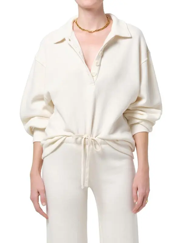 Citizens Of Humanity Johnny Collar Oversize Fleece Sweatshirt - Pashmina Off White