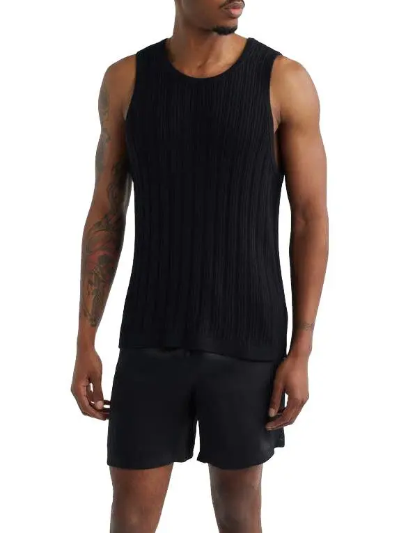 OPEN EDIT Ribbed Cotton Modal Tank - Black