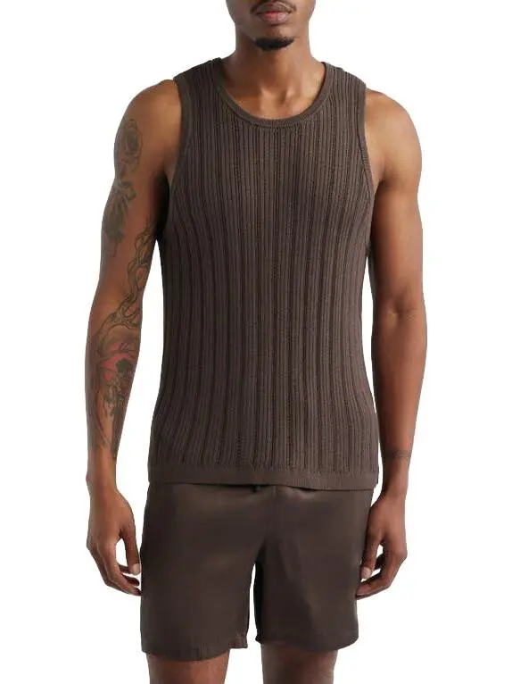 OPEN EDIT Ribbed Cotton Modal Tank - Brown Cocoa