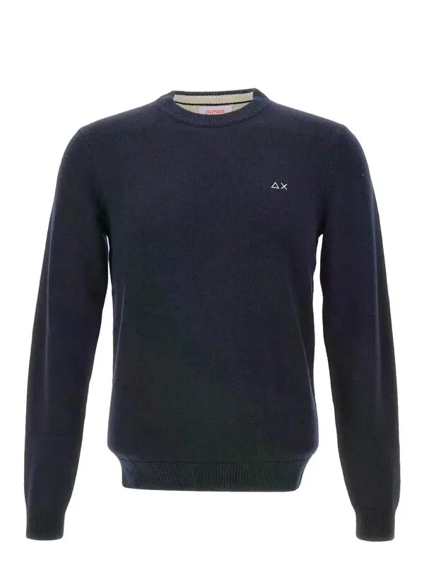 SUN 68 Crew Neck Long Sleeve Sweater - Blue