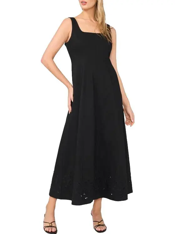 Halogen Seamed A-line Maxi Dress - Rich Black