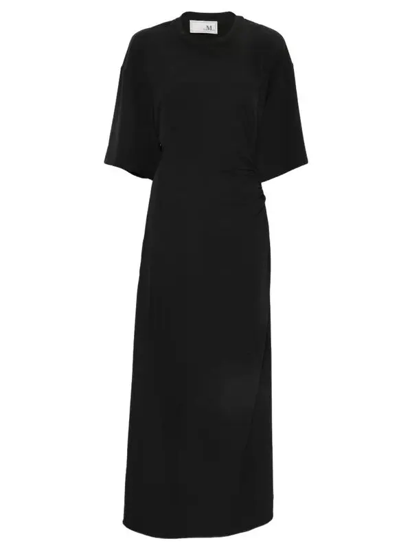 THE M.. Cut-out Gathered Midi Dress - Black