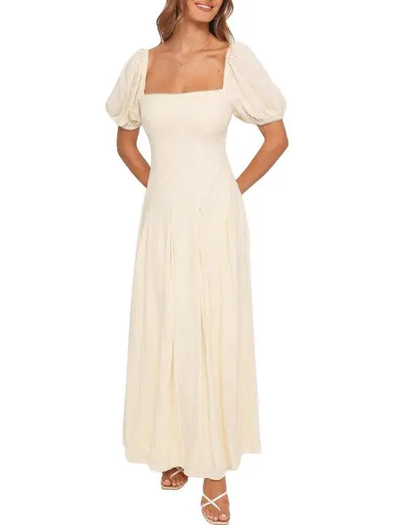 PETAL & PUP Kinlee Puff Sleeve Maxi Dress - Butter Yellow