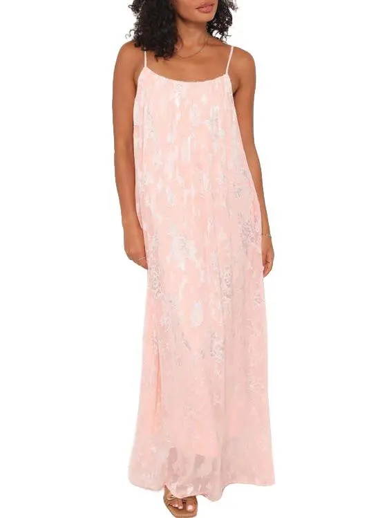 PETAL & PUP Lumina Metallic Jacquard Maxi Dress - Pink
