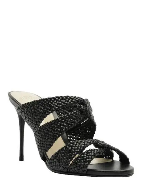 ALEXANDRE BIRMAN Sabrina Woven Leather Stiletto Mule Sandals - Black