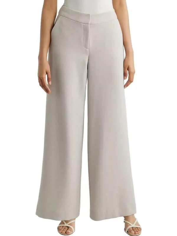 TAHARI ASL Wide Leg Pants - Straw