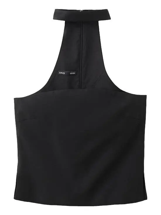 Mango Racerback Mock Neck Top - Black