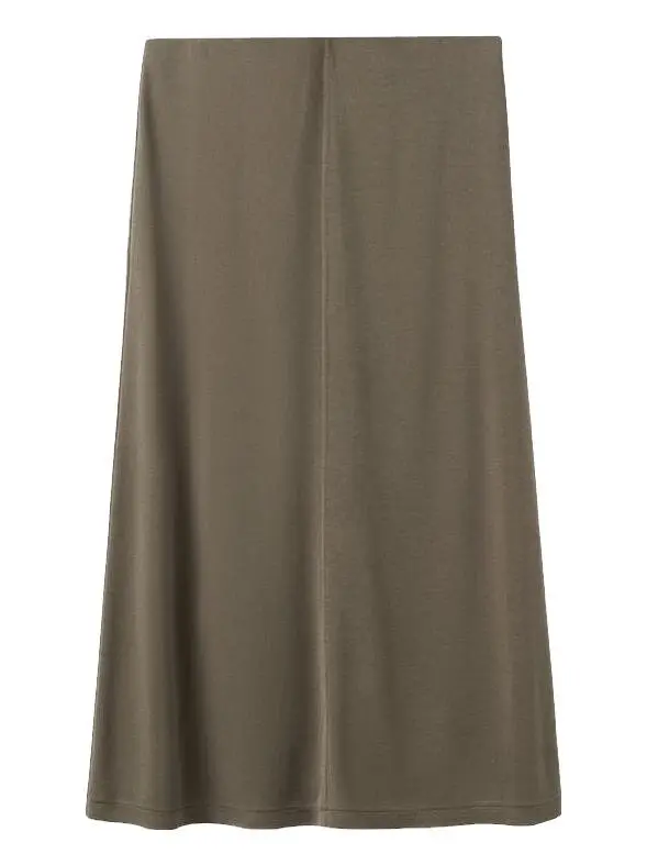 Mango Modal Blend Midi Skirt - Khaki Green