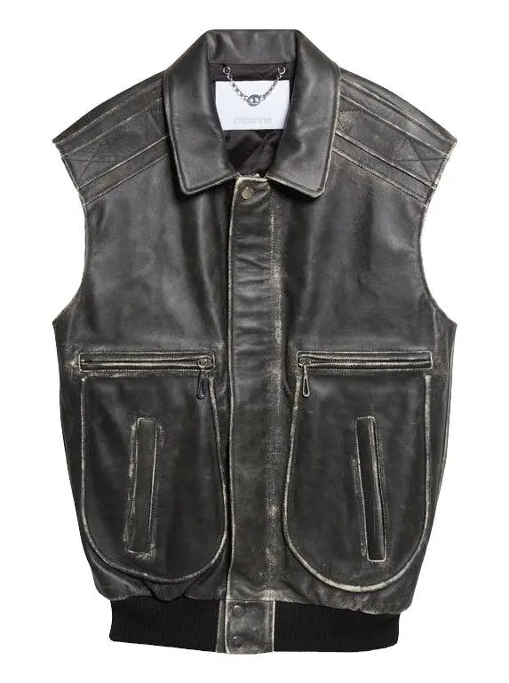 Rabanne Leather Vest - Black