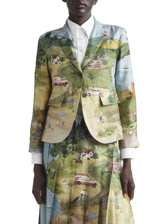 Thom Browne Printed Silk Sport Coat - Seasonal Multi