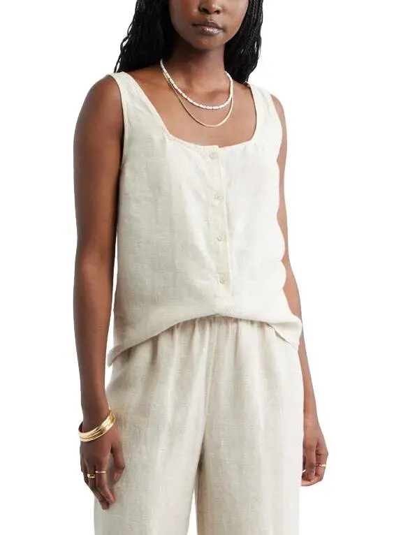 Caslon Linen Button-up Tank - Flax