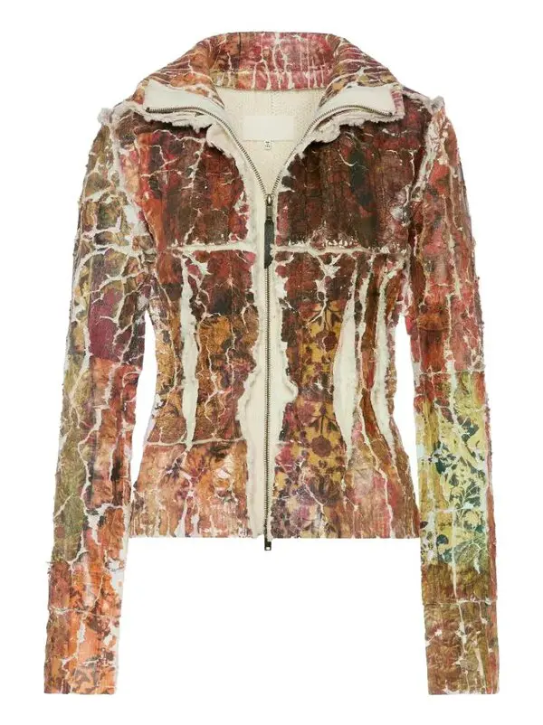 MAISON MARGIELA Fragmented Floral Zip-up Cardigan - Red