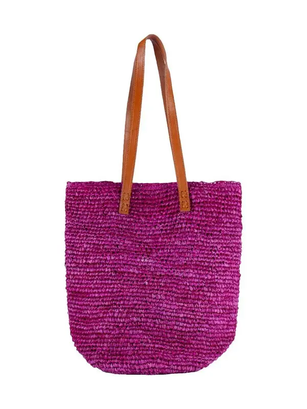 JELAVU Hamptons Raffia Tote - Fuchsia