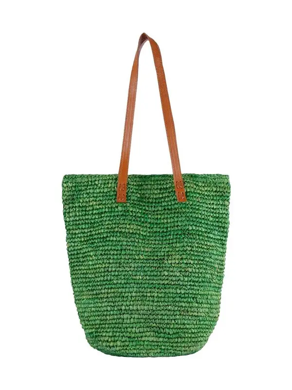 JELAVU Hamptons Raffia Tote - Lime
