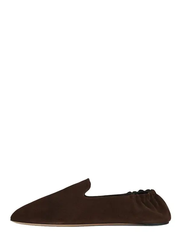 THE ROW Suede Casa Slipper - Lacquer Brown