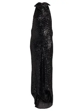 Pinko Sequined Maxi Dress With Hood - Black