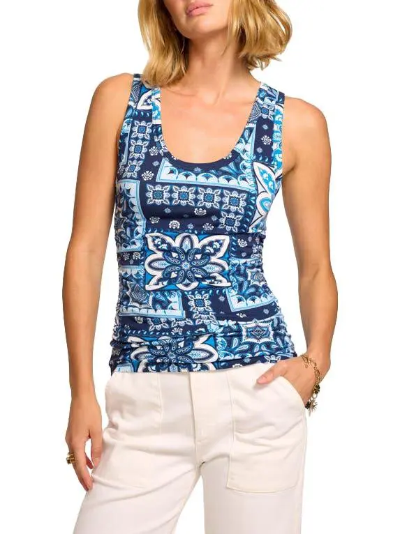 Ramy Brook Sleeveless Tile Print Top - Navy Piazza