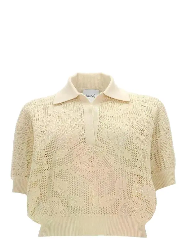 NUDE Crochet Knit Polo Shirt - Neutrals