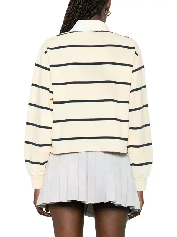 SPORTY & RICH Striped Polo Shirt - Neutrals